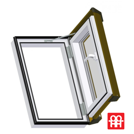 Roof hatch plastic | 55x78 cm (550x780 mm) | white with brown cladding ...