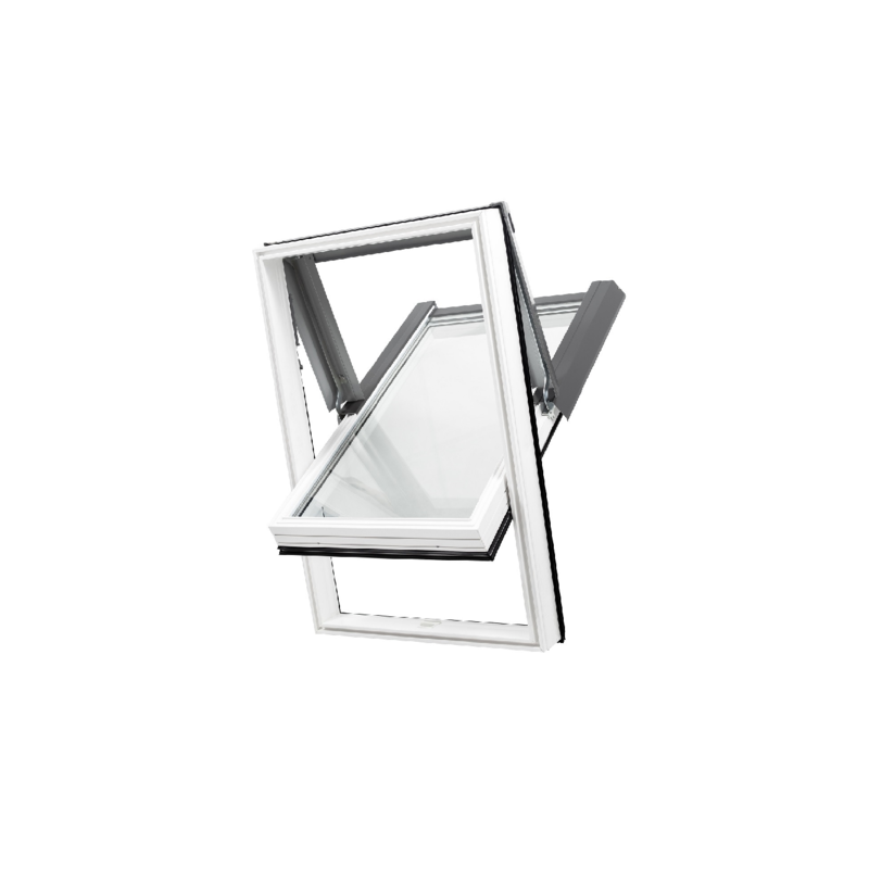 PVC roof window | 78x98 cm (780x980 mm) | white with grey cladding ...